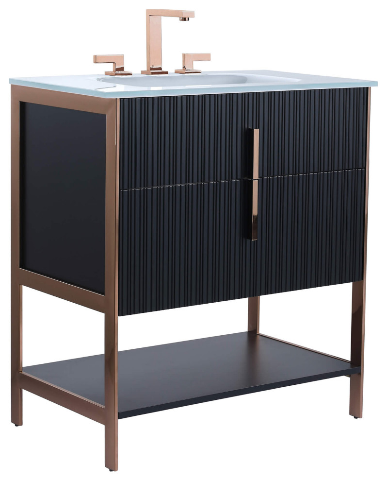 Fine Fixtures Serenity Modern bathroom vanity, Rose Gold Hardware ...