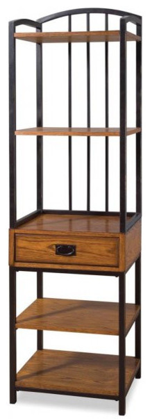 Homestyles Modern Craftsman Wood Media Tower in Brown - Industrial ...