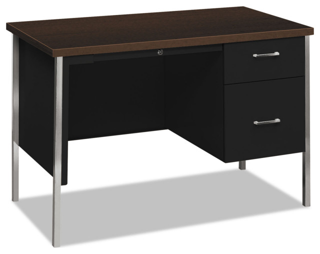 HON 34000 Series Right Pedestal Desk, 45.25" x 24" x 29.5", Mocha/Black ...