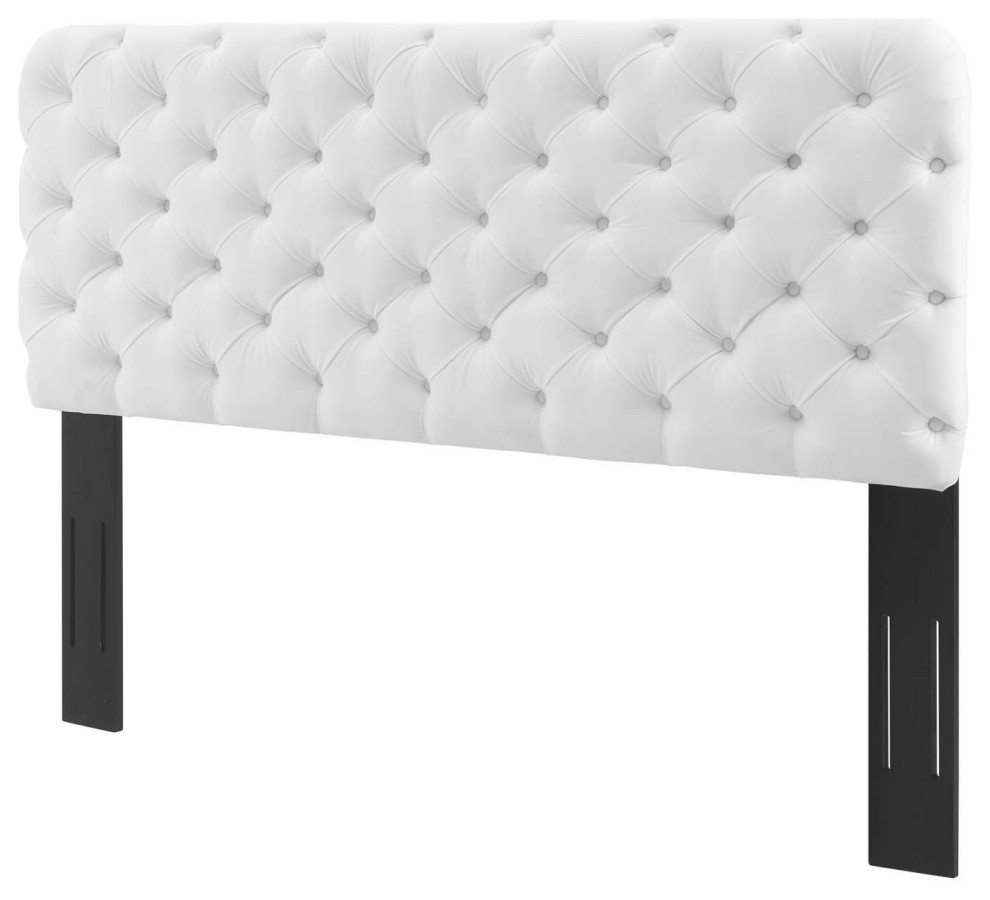 Tufted Headboard, Full Queen Size, Velvet, Dark Gray, Modern ...