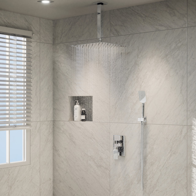 10" Ceiling Mount Shower System Shower Head and Functional Handheld ...