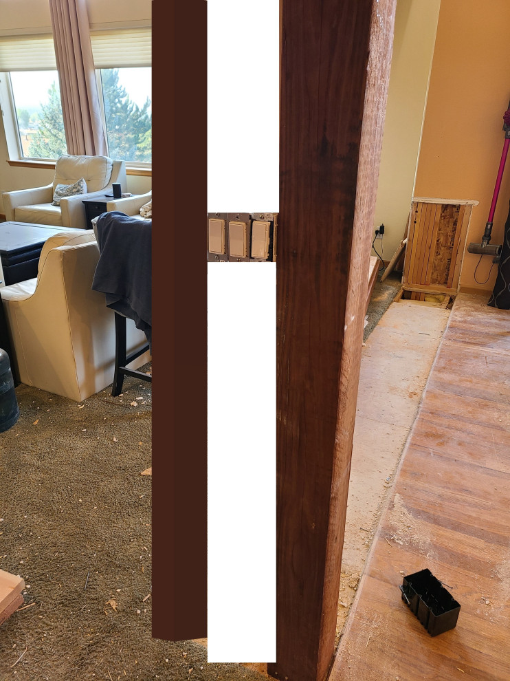 wall between 2 exposed wooden posts | Houzz Forum