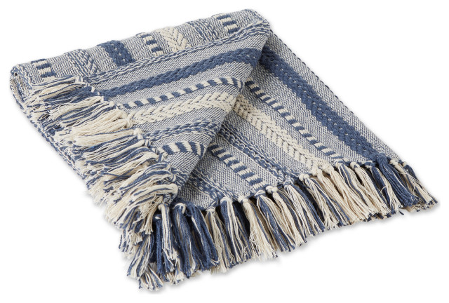 French Blue Braided Stripe Throw - Contemporary - Throws - by ...
