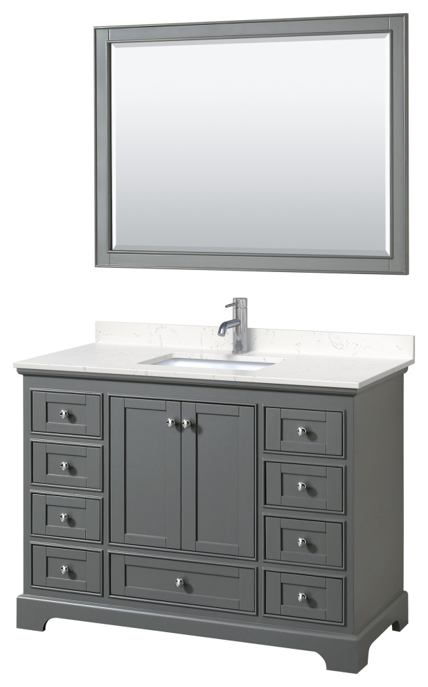 Deborah 48" Single Vanity, Dark Gray, Carrara Cultured Marble Top, 46 ...