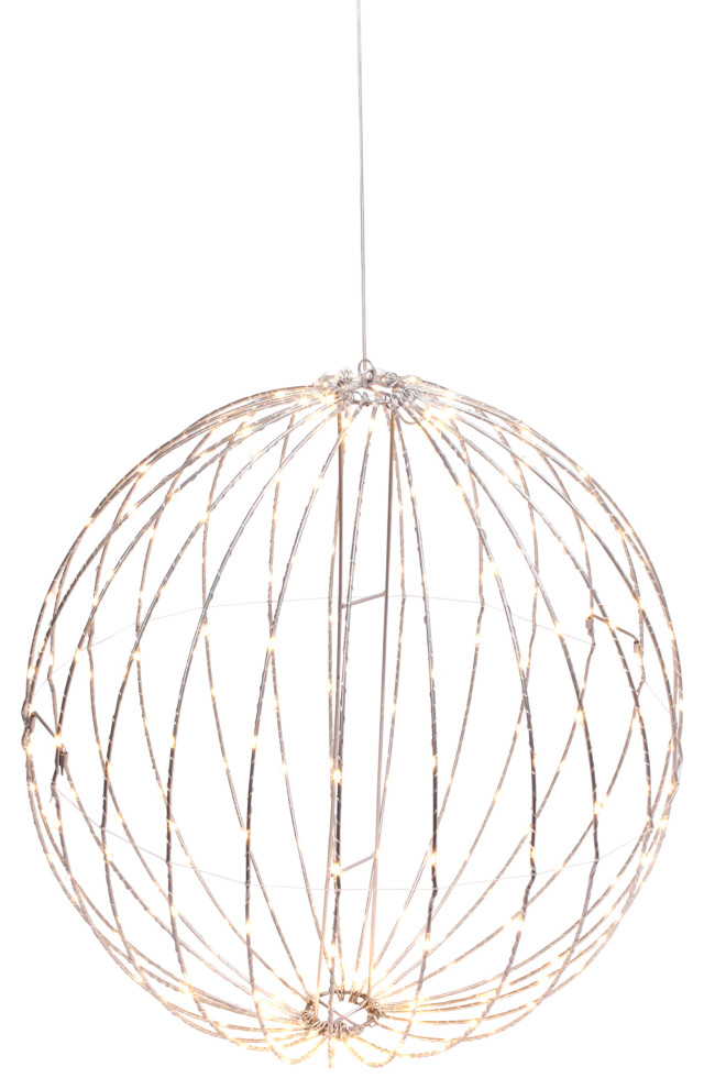 17" Electric Metal Sphere Warm White Micro LED Lights and Outdoor ...