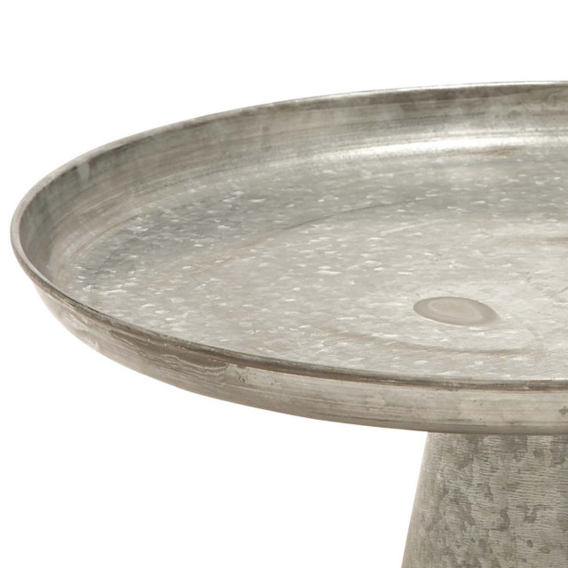 Metal Cupcake Stand with Round Tray Top and Tapered Base, Galvanized ...