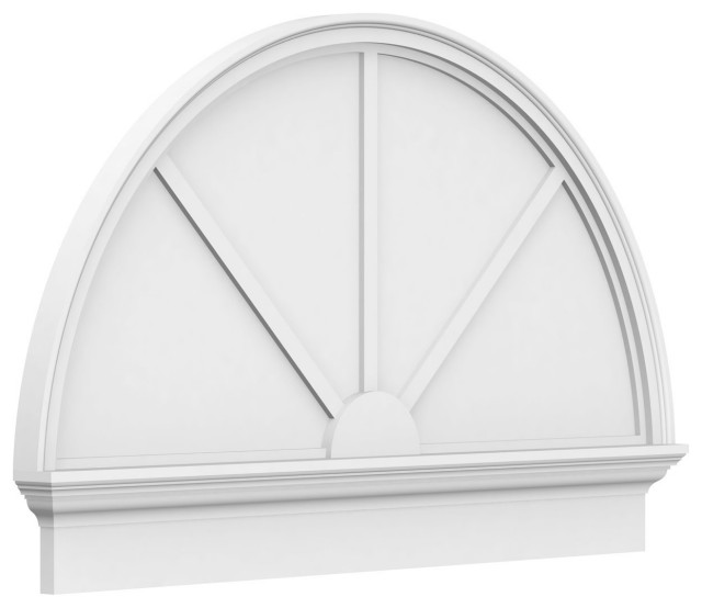 Half Round 3 Spoke Architectural Grade PVC Pediment, 64"W x 38-3/4"H x ...