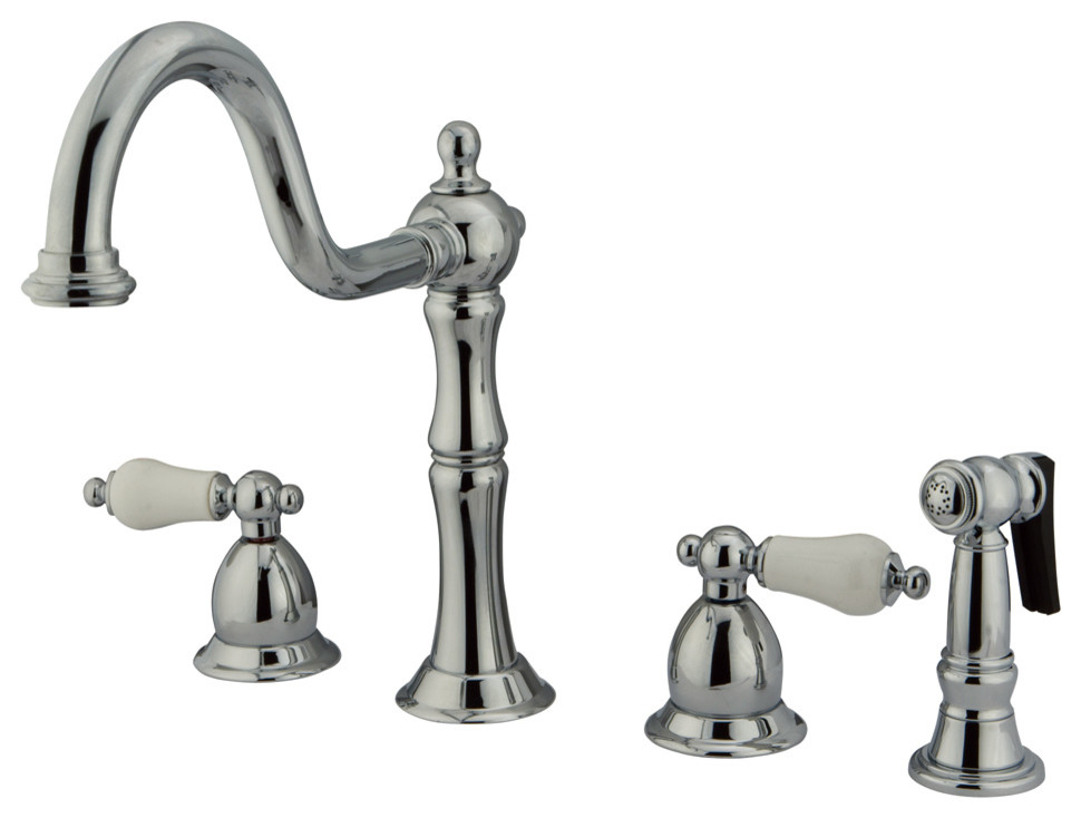 Heritage Double Handle Kitchen Faucet with Brass Side Sprayer ...