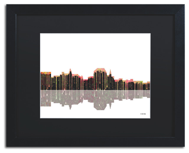 'Augusta, Maine Skyline' Matted Framed Canvas Art by Marlene Watson, 16 ...