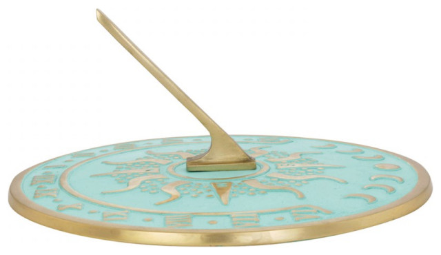 Garden Sundial Solstice Solid Brass Verdigris Blue Round 10" Inch ...