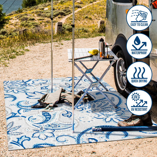 Gordes Paisley High-Low Indoor/Outdoor Area Rug, 4'x6' - Mediterranean ...