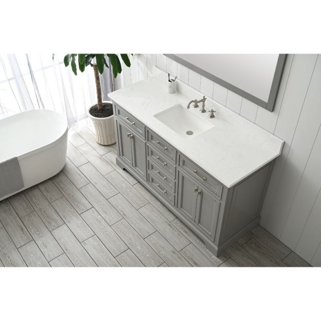 Milano Transitional Gray 60" Single Sink Vanity - Transitional ...