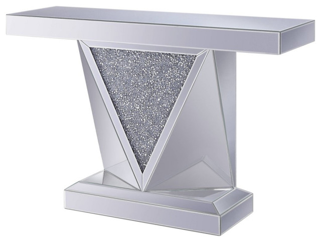 Unique Console Table, Faceted Mirrored Design With Triangular Faux ...