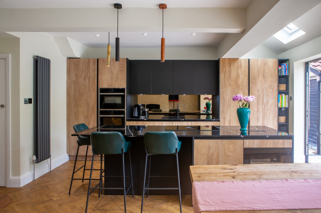 Contemporary Black and Oak Kitchen - Contemporary - Kitchen - Other ...