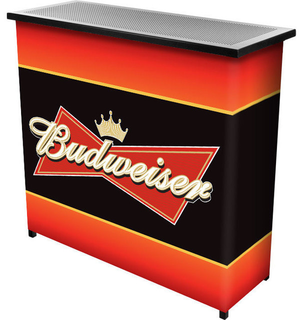 Budweiser Metal 2 Shelf Portable Bar Table With Carrying Case ...