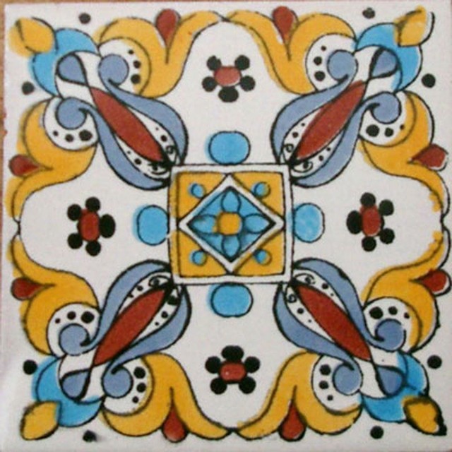 4"x4" Mexican Ceramic Handmade Tile #C082 - Mediterranean - Wall And ...