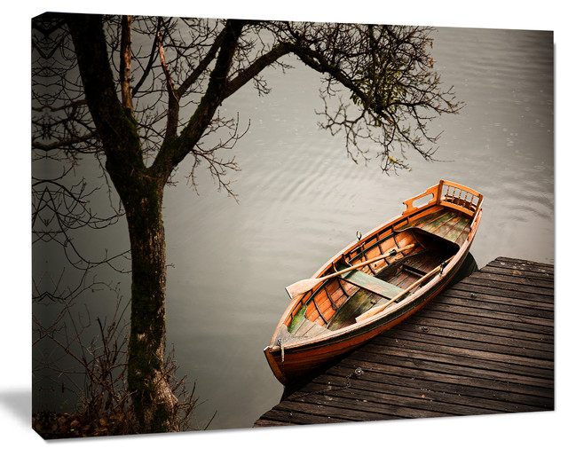 Little Rowing Boat Ferry, Boat Canvas Art Print, 20"x12" - Beach Style ...
