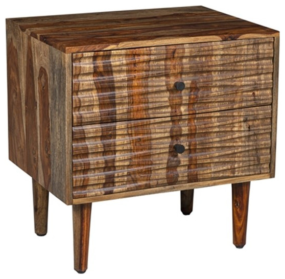 Porter Designs Waves Solid Sheesham Wood Nightstand - Brown - Rustic ...