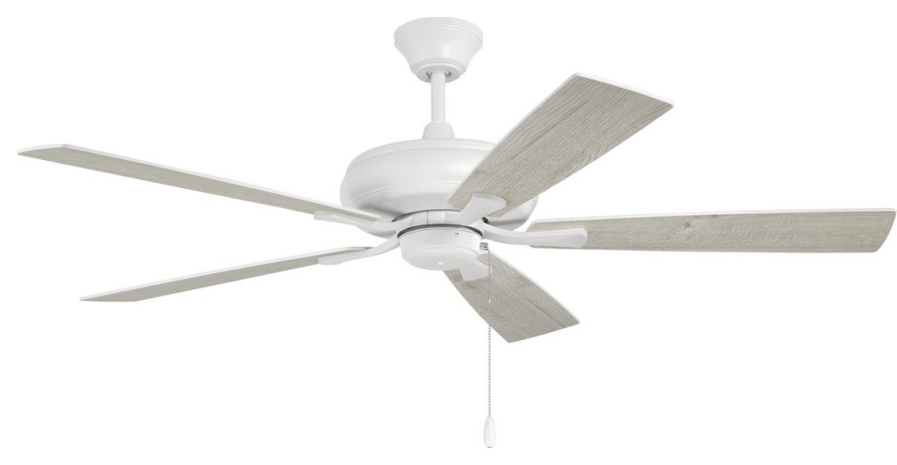 Eos 52 in. Indoor Ceiling Fan, White, White/Whitewashed Oak ...