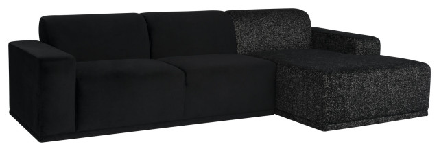 Leo Black Fabric Sectional Sofa, HGSC909 - Transitional - Sectional ...