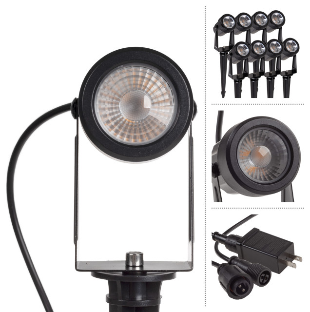 Pure Garden Set of 8 Corded LED Spotlights for Yard, Transformer ...