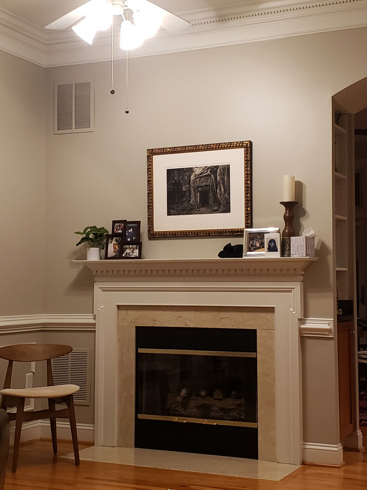 Update a fireplace wall with HVAC register?