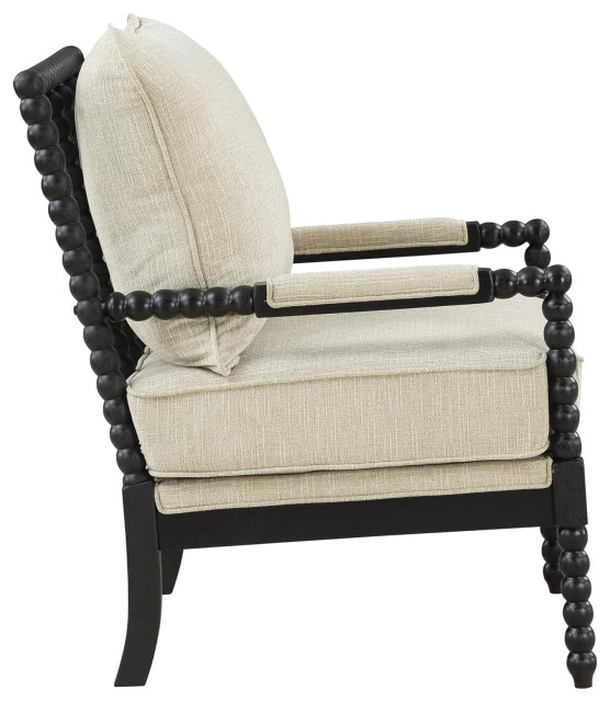 Traditional Accent Chair, Spindle Wooden Frame & Cushioned Arms ...