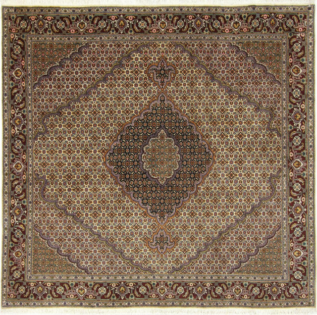 Persian Rug Tabriz Mahi 6'9"x6'7" Hand Knotted, 6'9"x6'7" - Traditional ...