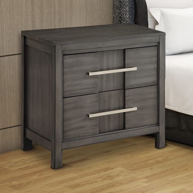Benzara BM182990 Transitional Solid Wood Night Stand With Two Drawers ...