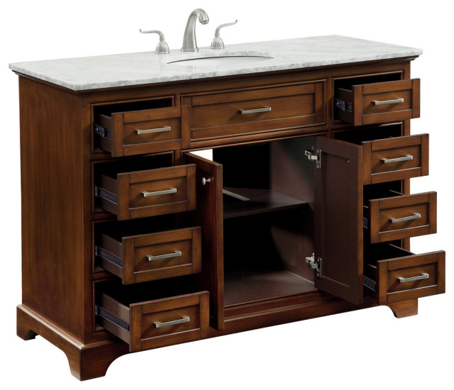 Amber Single Bathroom Vanity, Blue, 48" - Transitional - Bathroom ...