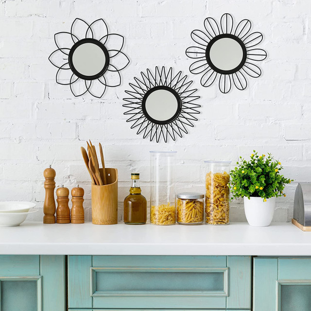 3 Piece Burst Mirror Set, 0 1/2 L x 10 1/2 W x 10 1/2 H inches ...