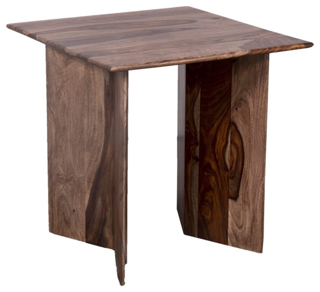 Porter Designs Cambria Solid Sheesham Wood End Table - Brown - Rustic ...