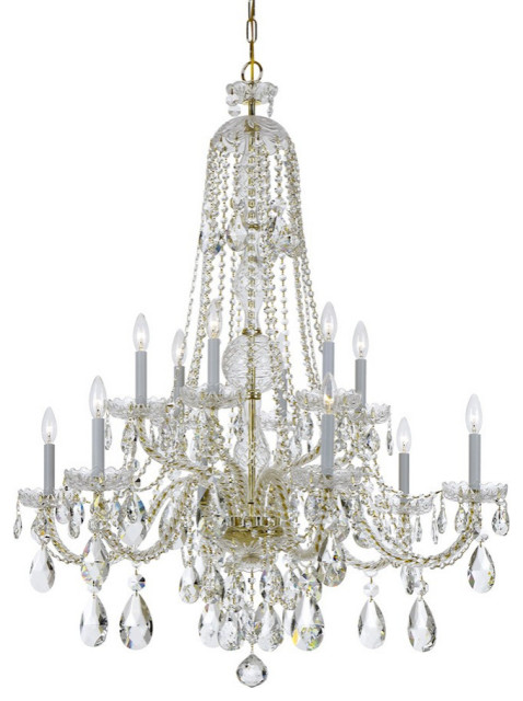 Crystorama Crystal 12 Lt Swarovski Strass Crystal Brass Chandelier II ...