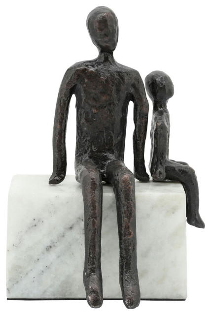 Metal, 10" Dad & Son Sitting Sculpture - Contemporary - Decorative ...