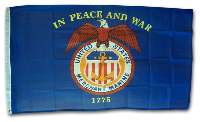 Merchant Marine, 3'x5' Polyester Flag - Traditional - Flags And ...