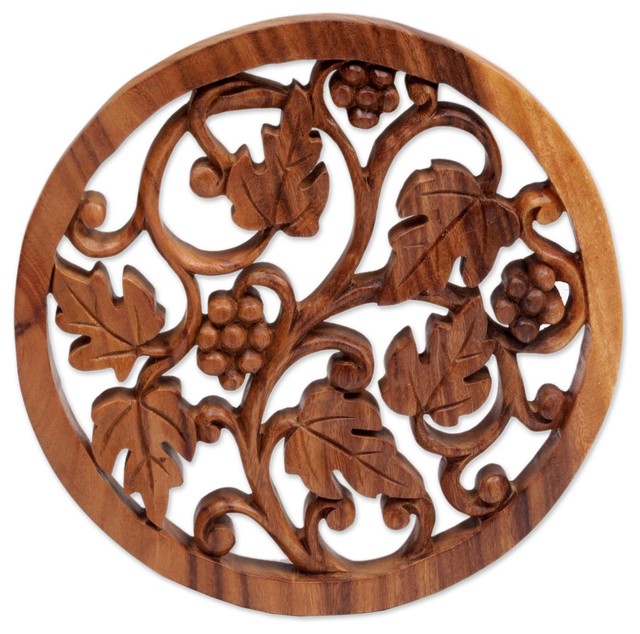 Grapevine Wood Relief Panel, Indonesia - Traditional - Wall Accents ...