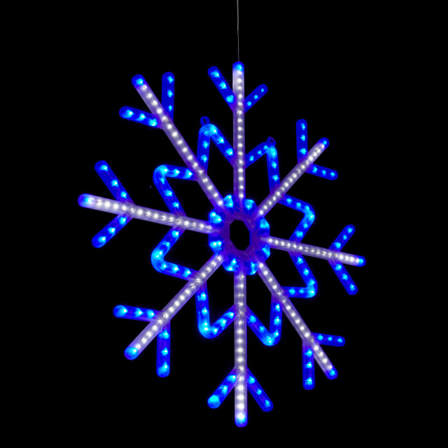 Large Snowflake Hanging Décor Over 3 Feet Wide with Blue and White LED ...