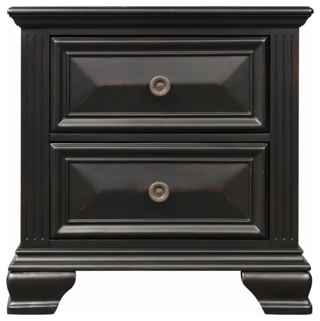 Classic Nightstand, Pine Frame With Carved Details & 2 Drawers ...