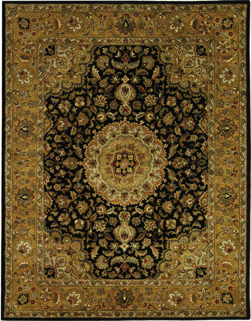 Safavieh Classic CL762C Black/Gold Rug, 6' Round - Traditional - Area ...