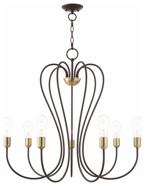 Transitional Seven Light Chandelier-Bronze Finish - Chandelier ...