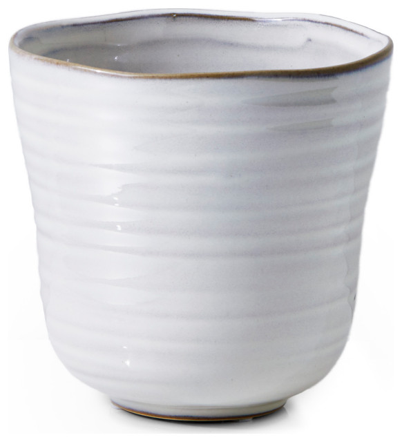 Blue and White Decorative Ceramic Ripple Pot, Small - Transitional ...