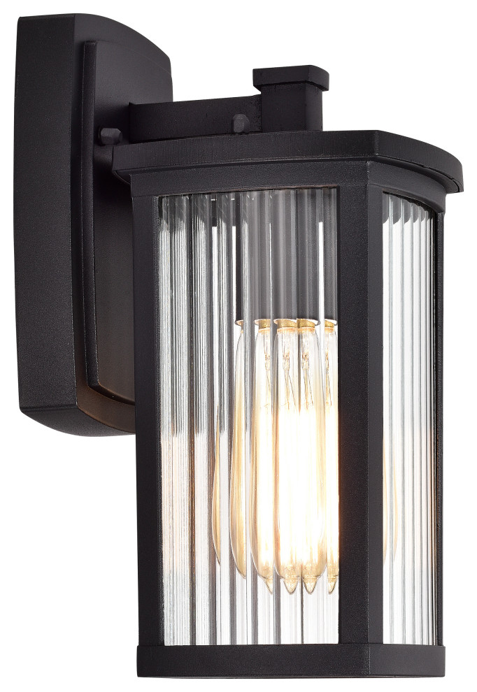CHLOE Lighting EVIE Transitional 1-Light Textured Black Outdoor Wall ...