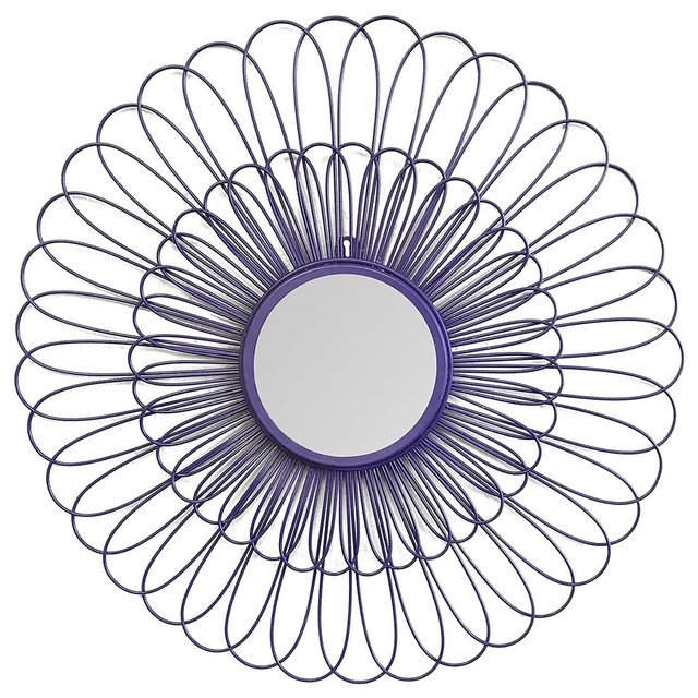 DecorShore 27" Violet Daisy Decorative Wall Mirror - Contemporary ...