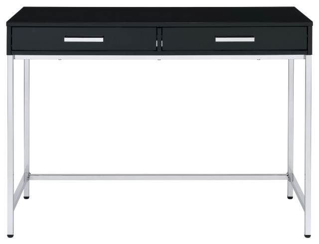 Alios Desk With Black Gloss Finish and Chrome Frame - Contemporary ...