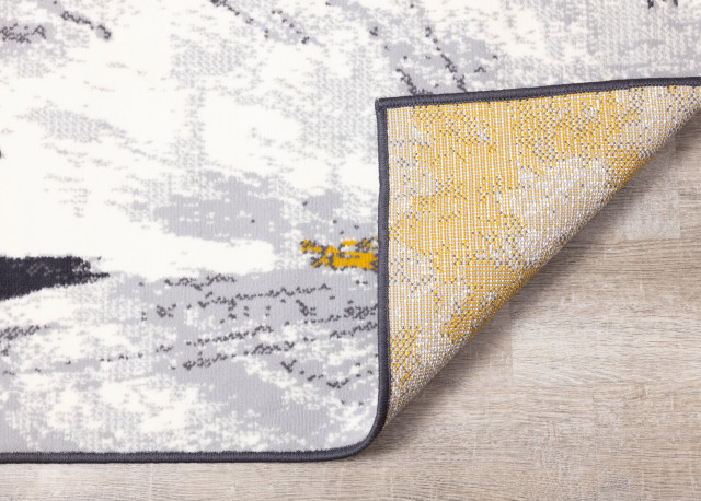 Florence Collection Grey Yellow Floral Rug, 4'7"x6'7" - Contemporary ...