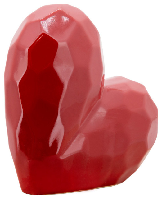 8" Red Heart Table Deco, Red - Contemporary - Decorative Objects And ...