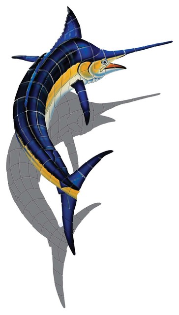 Marlin Ceramic Swimming Pool Mosaic, 67"x52" with shadow reverse ...