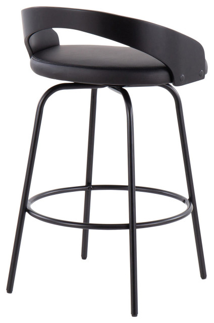 Grotto Claire Swivel Fixed-Height Counter Stool, Set of 2, Black ...