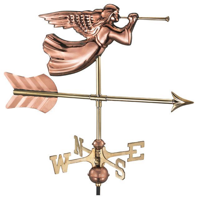 Polished Copper Angel Weathervane - Contemporary - Weather Vanes - by ...