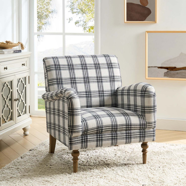 Upholstered Armchair With Checkerboard Pattern - Contemporary ...